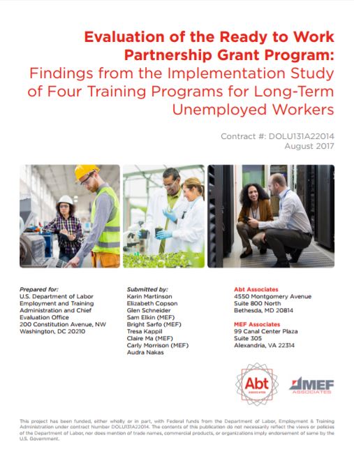 Evaluation of the Ready to Work Partnership Grant Program: Findings ...